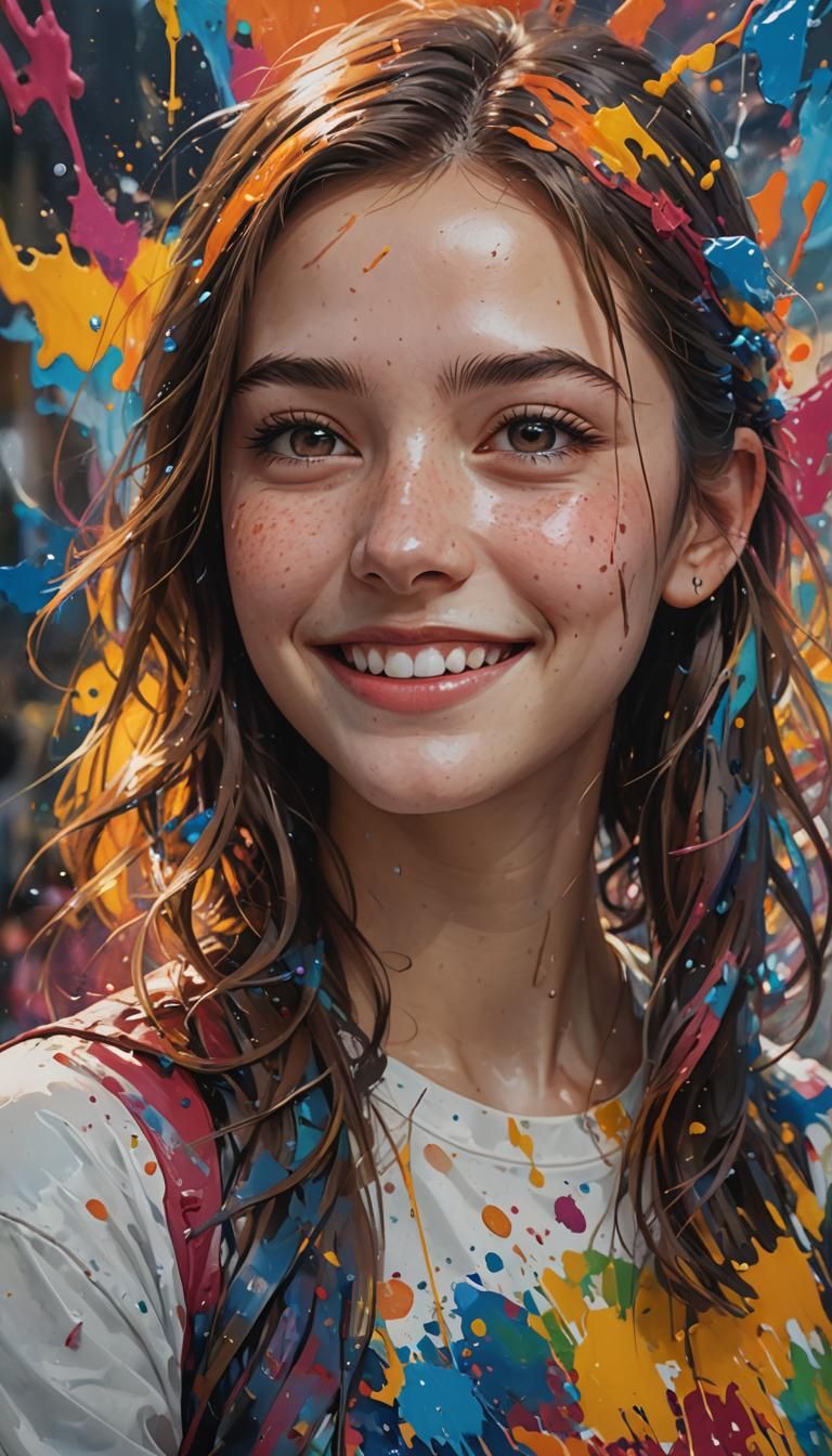 1young girl, solo, smile, looking_at_viewer, realistic, - AI Generated ...