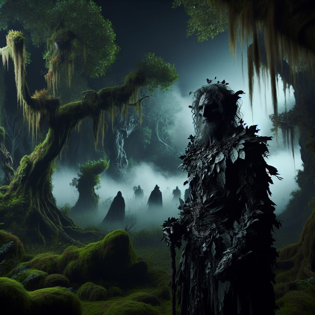 Brooding Forest Warrior in Dark Fantasy Hyperrealism This dark fantasy ...
