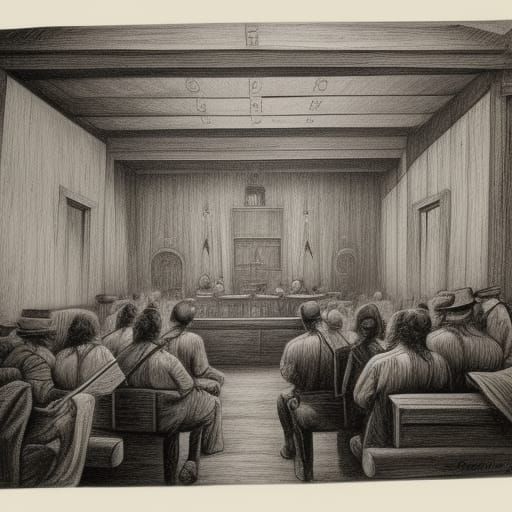 wild west courtroom 1800s hyperdetailed charcoal drawing - AI Generated ...