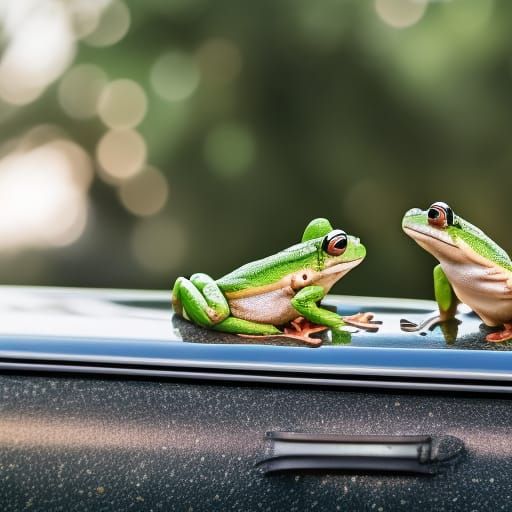 Two frogs arguing in a Limousine - AI Generated Artwork - NightCafe Creator