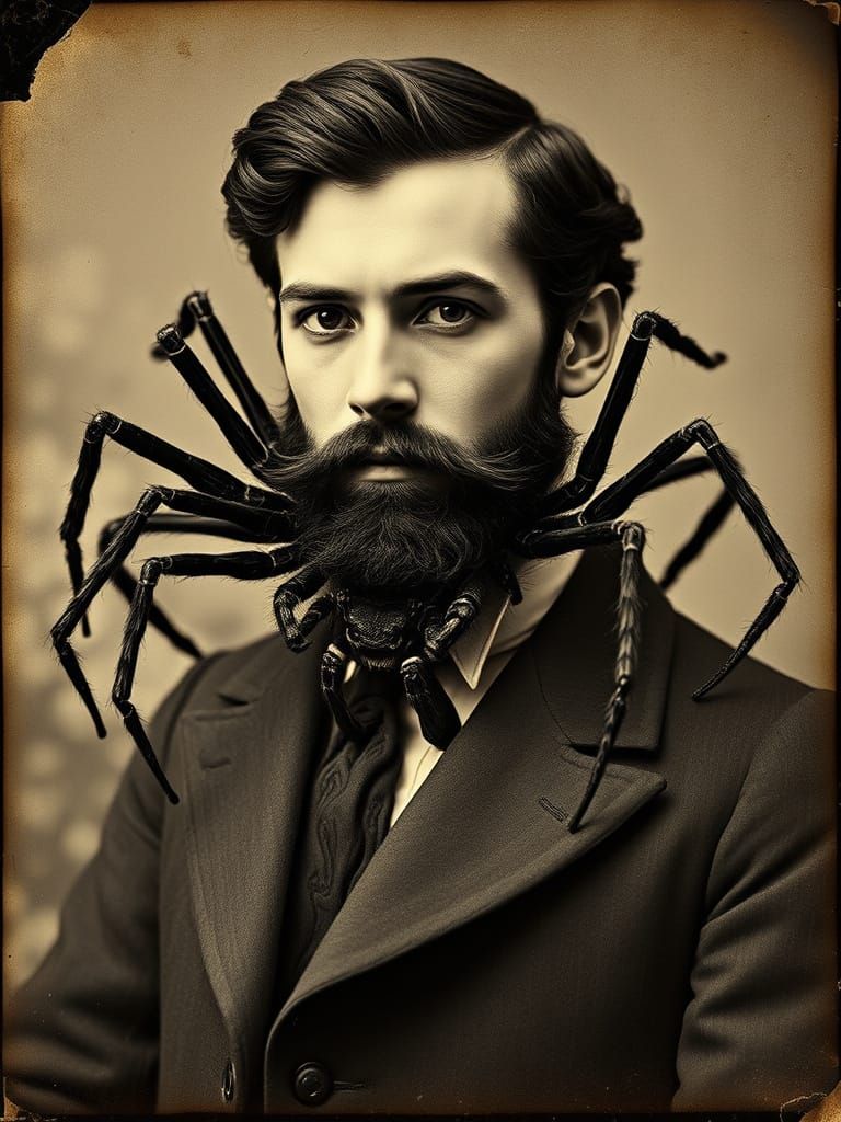 Elegant Gentleman with a Mysterious Spider Compani... - AI Art