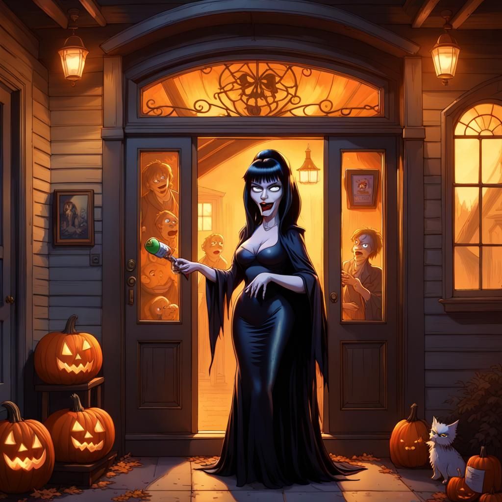 ANIMATED ELVIRA ON HALLOWEEN NIGHT - AI Generated Artwork - NightCafe ...