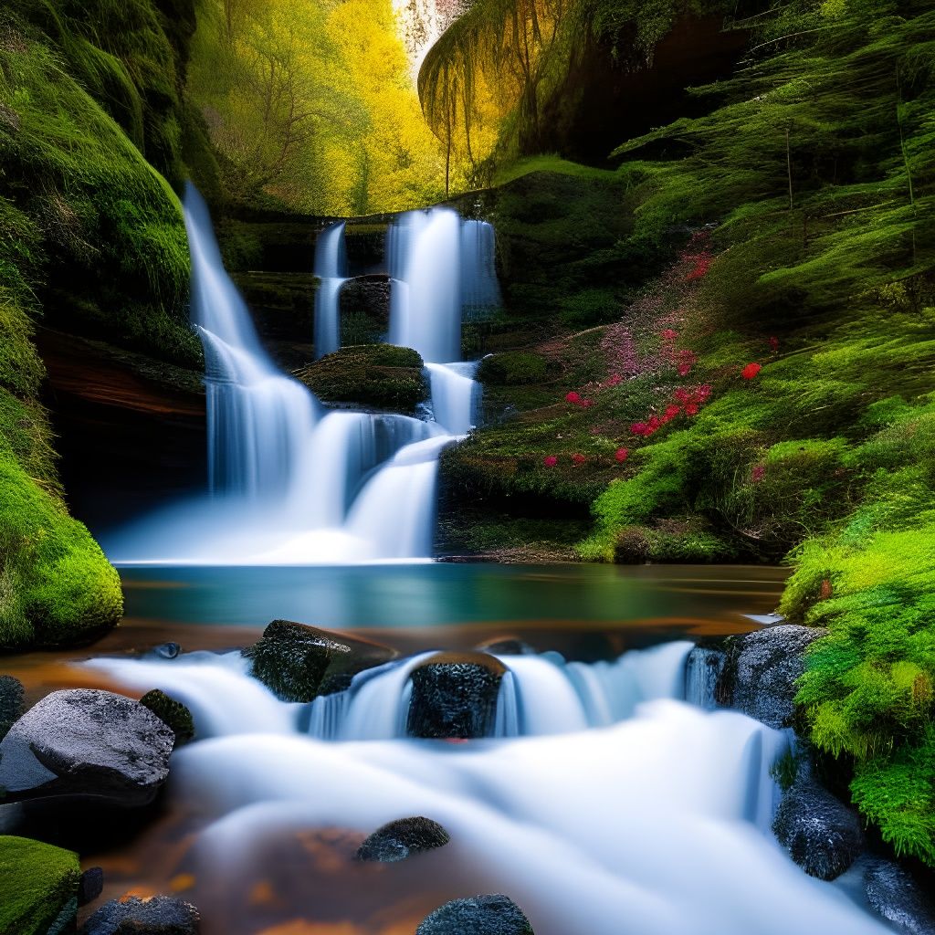 Waterfall - AI Generated Artwork - NightCafe Creator