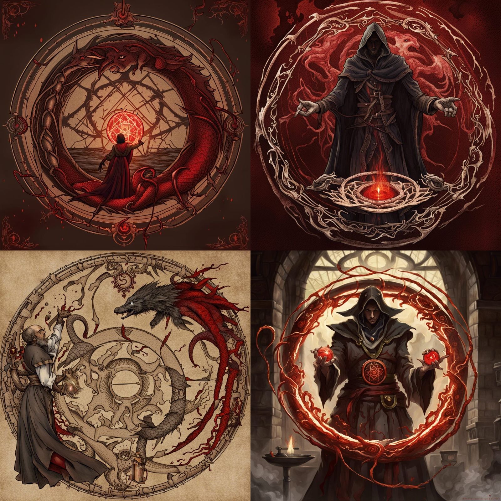 The Blood Alchemist, summoning Jörmungandr from a transmutation circle ...