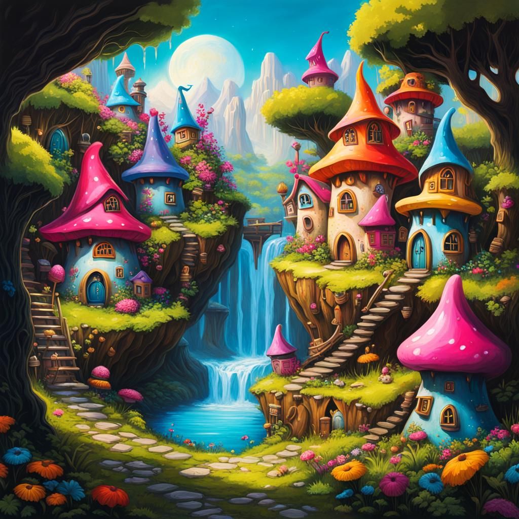 fairy village of dwarfs - AI Generated Artwork - NightCafe Creator