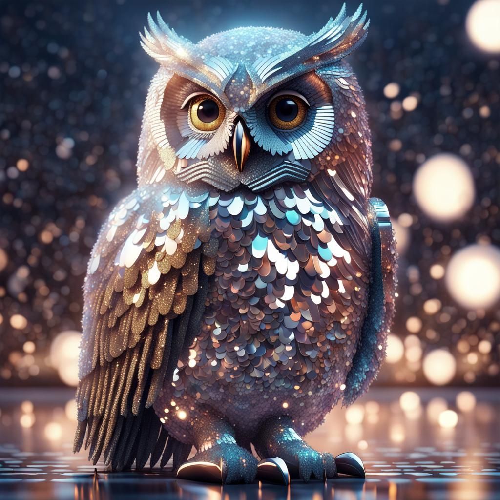 Beautiful Sequin Owl - AI Generated Artwork - NightCafe Creator