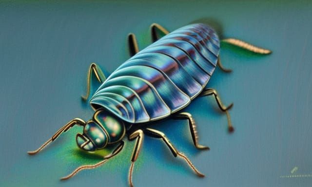 Trilobite Beetle on a Turquoise Bbackground - AI Generated Artwork ...