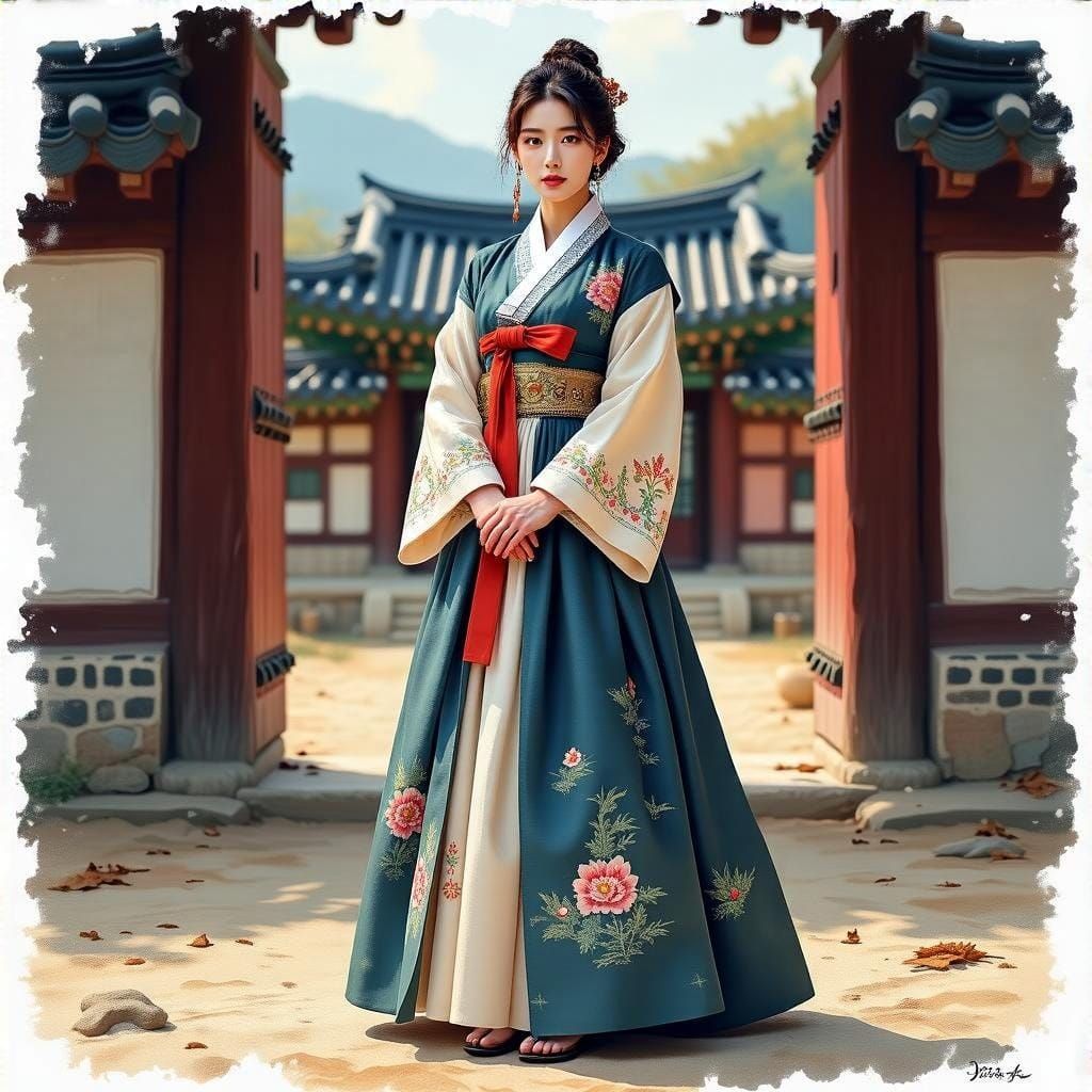 Korean Kpop Idol as Joseon Princess in Traditional... - AI Art