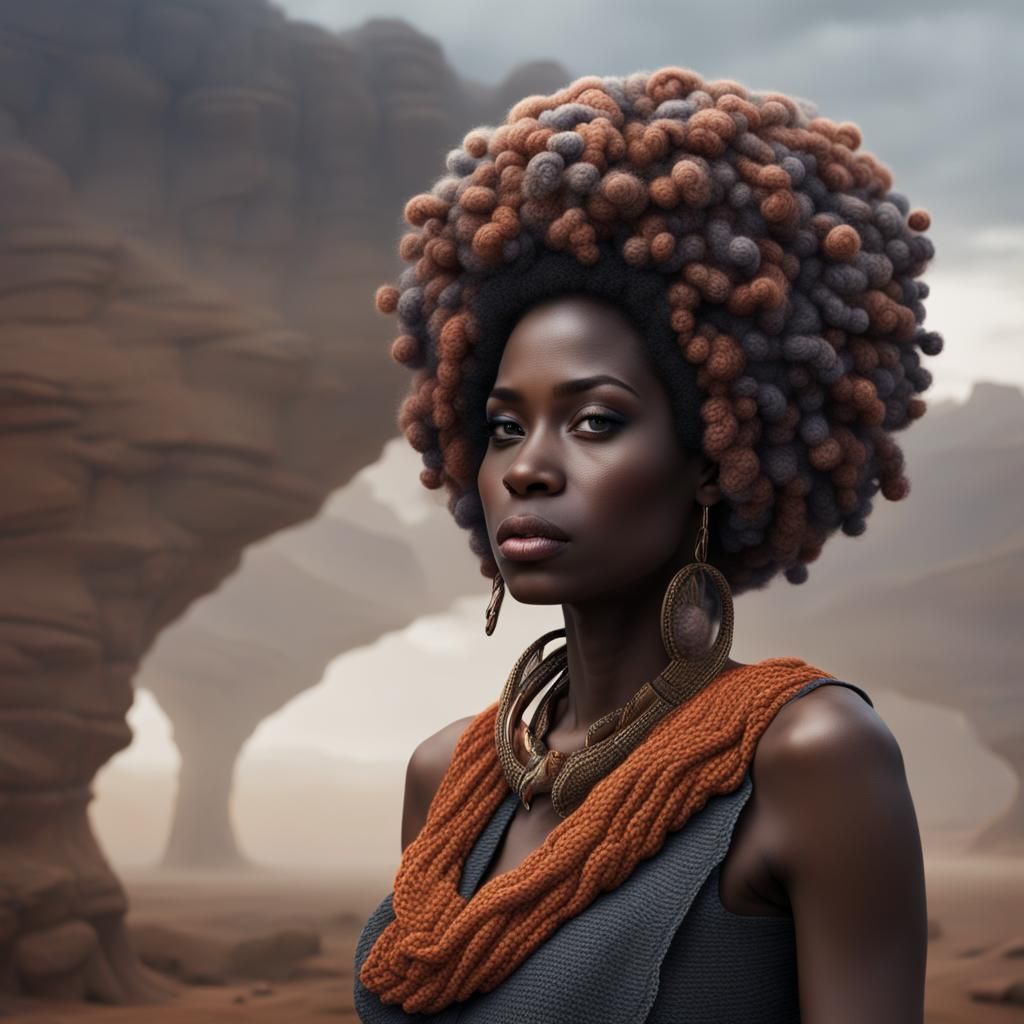 African model with knitted hair - African Model with Knitted...
