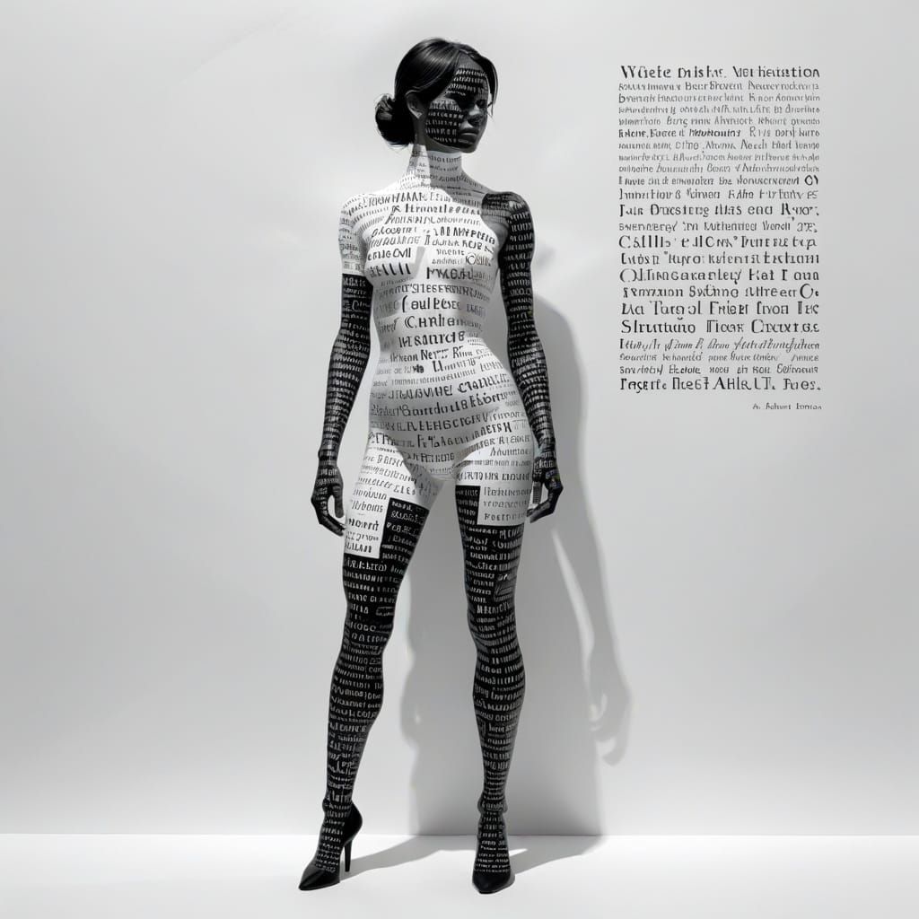 Calligram of Woman Formed from Text Words - AI Art