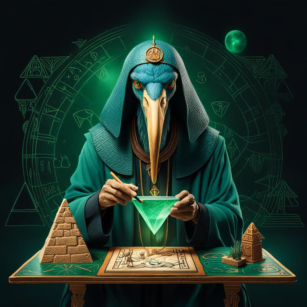 The Esoteric Occult Egyptian Anthropomorphic Ibis-Headed God Thoth - AI Generated Artwork ...