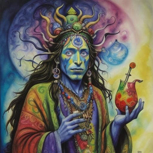 Magical shaman enthralling a surreal dystopian nightmare of a broken ...