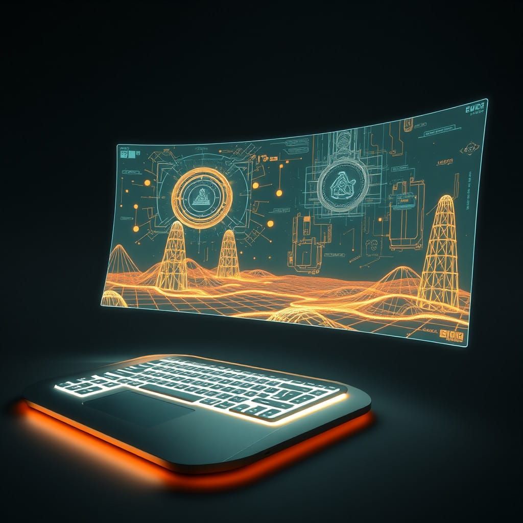 Scifi keyboard - Sleek Futuristic Keyboard with Luminous Neo...