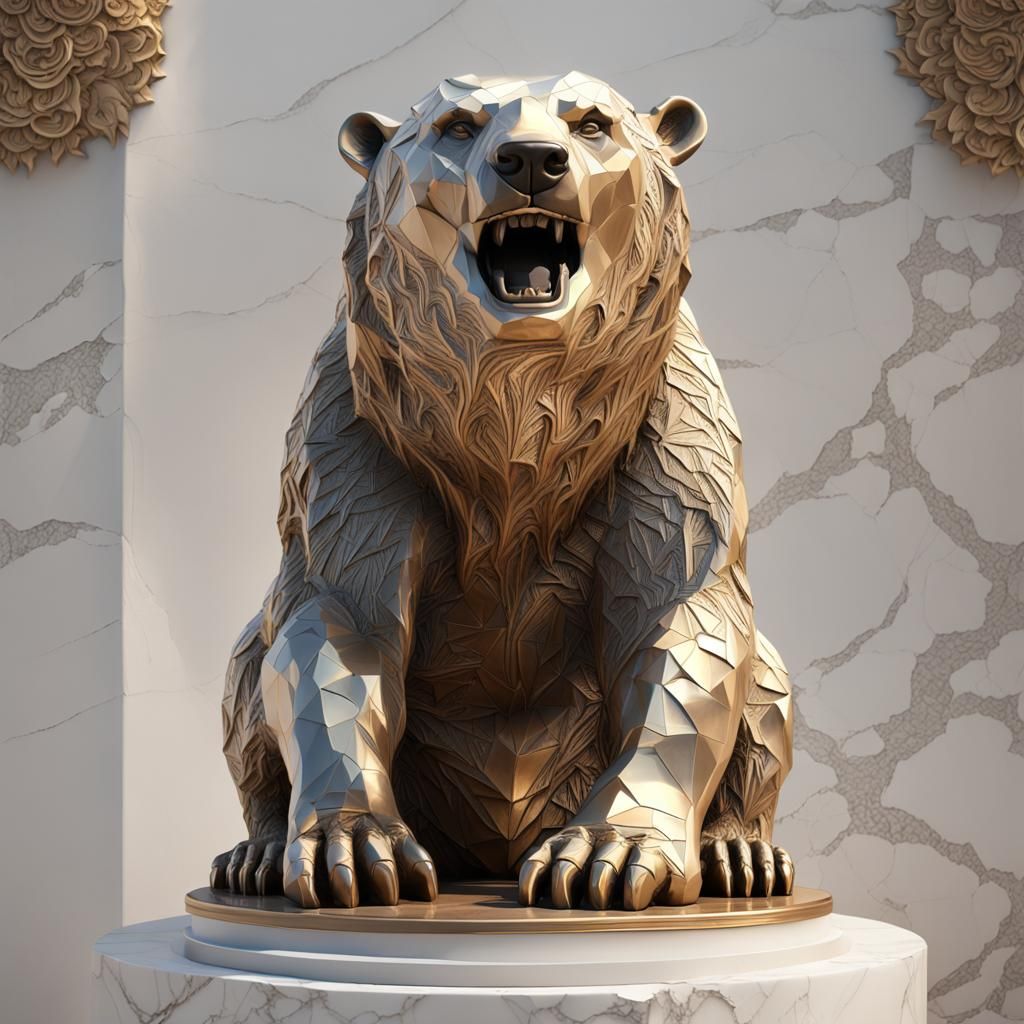 detailed BRONZE SCULPTURE OF a Polar Bear, LIGHT BRONZE color ...