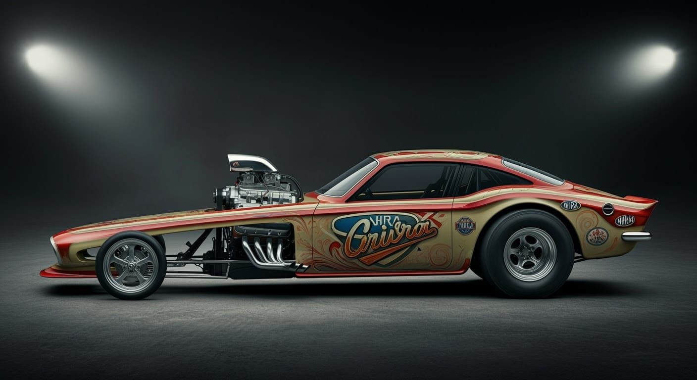 Retro-Futuristic Dragster Concept Car in Classic S... - AI Art