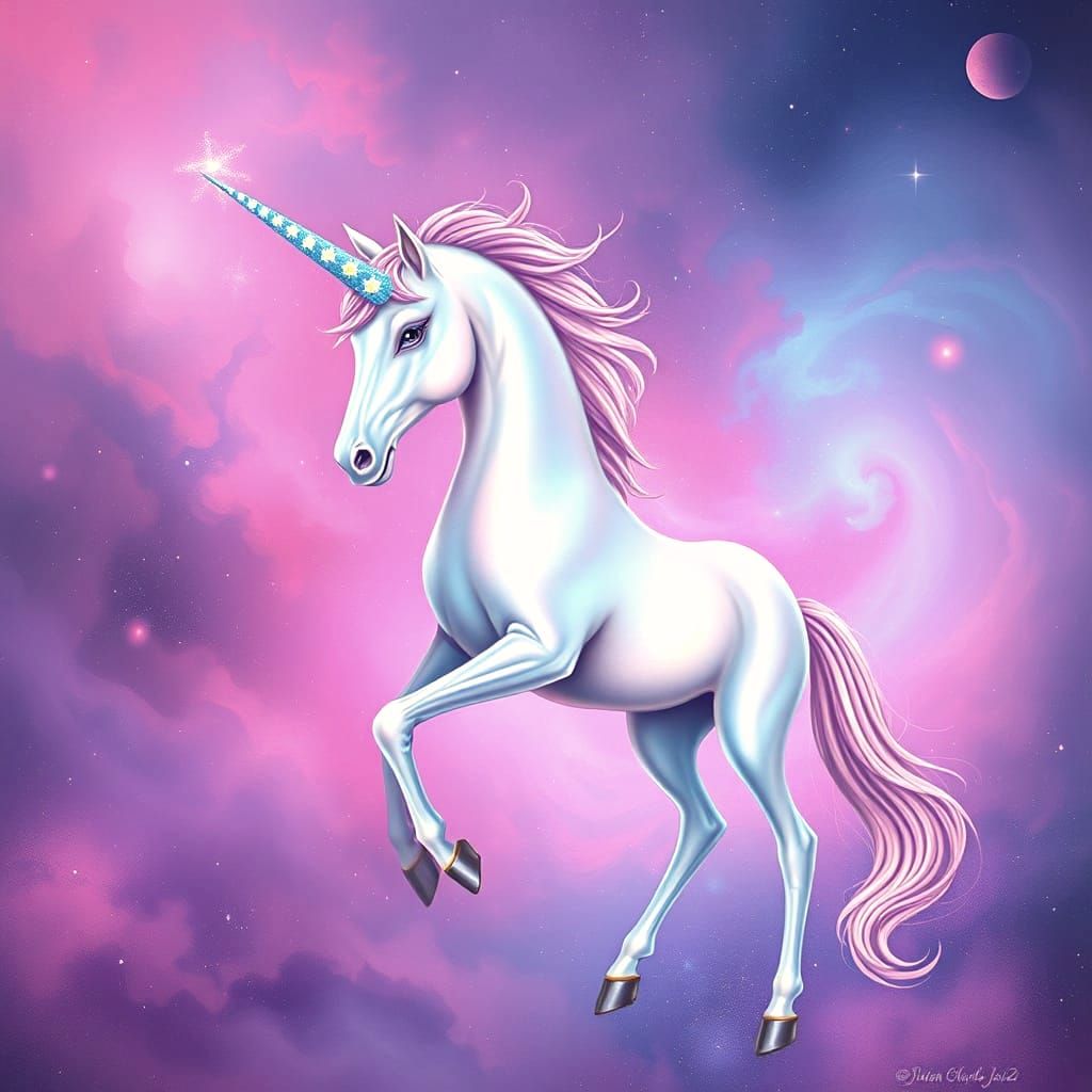 A space unicorn. - Galactic Unicorn in Cosmic Dreamscape