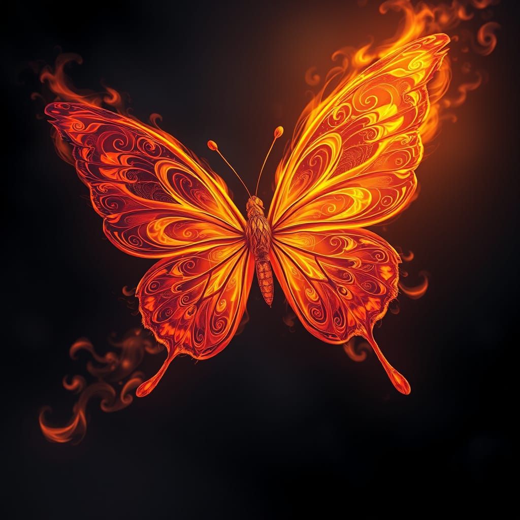 Butterfly made entirely of fire - Ethereal Flame Butterfly i...