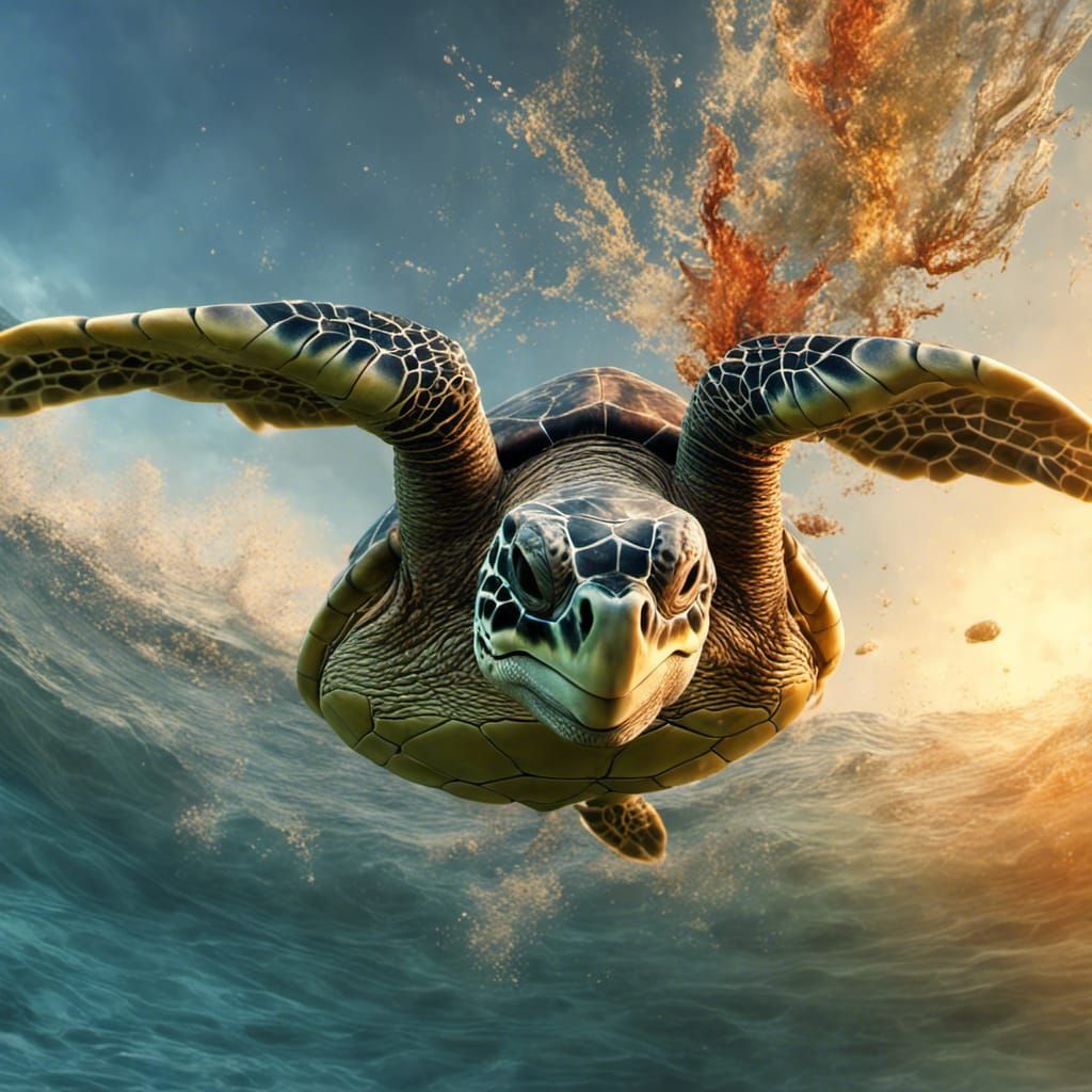 ((masterpiece)), (realistic:1.4), (detailed), photo of a sea turtle ...