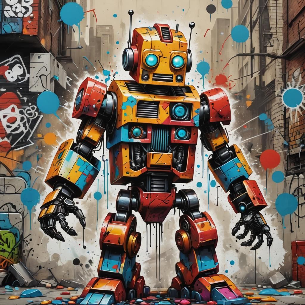 Blockhead art deco super hero robot with tools - AI Generated Artwork ...