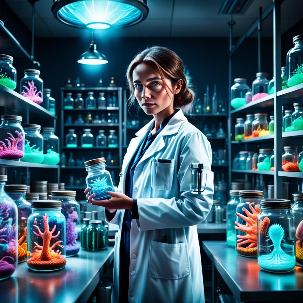 Specimen Jars in the Laboratory - AI Generated Artwork - NightCafe Creator