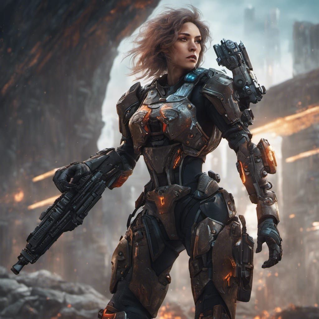 Armoured Future Female Soldier - AI Generated Artwork - NightCafe Creator