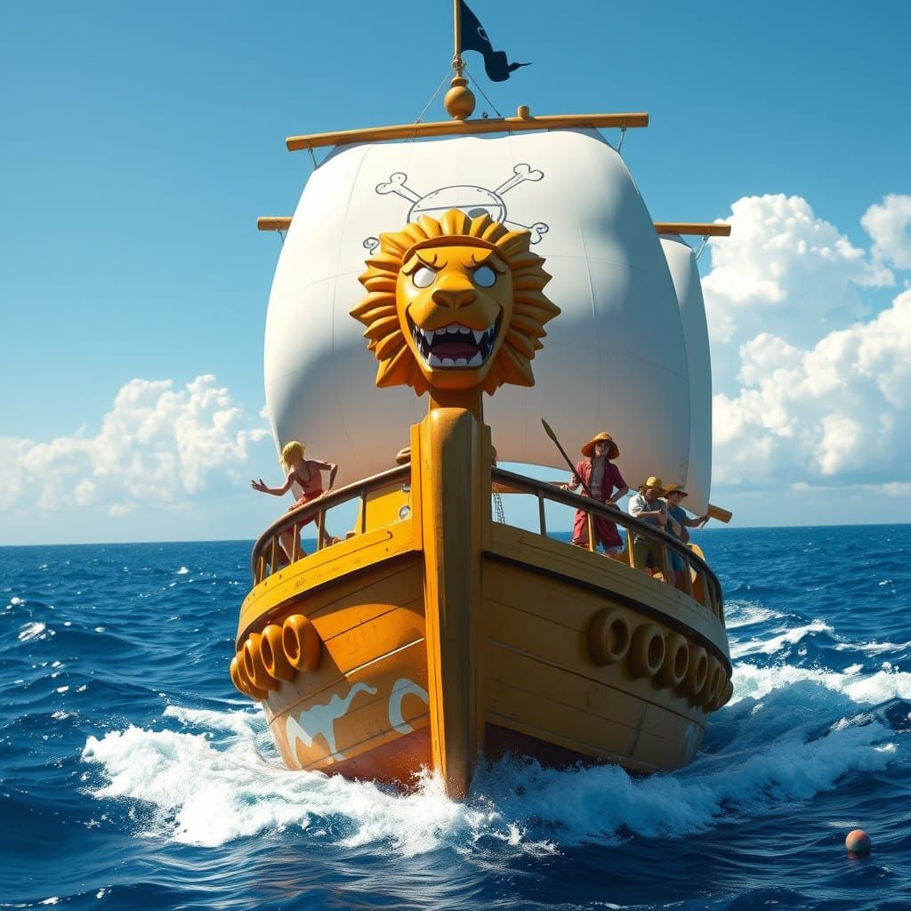 Cyberpunk Pirate Ship in Azure Oceans - AI Art