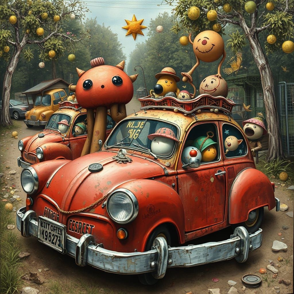 Scrapadoodles Bug!! - Surreal Scrap Doodle Cars Made From Re...