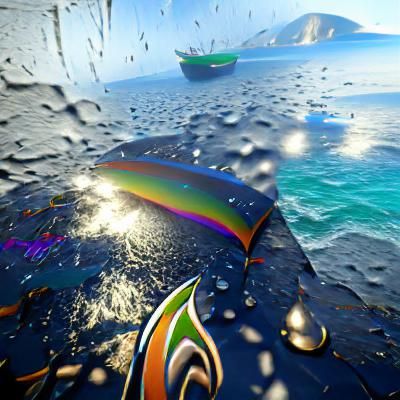 Rainy day rainbow over the ocean iridescent beautiful colourful ...