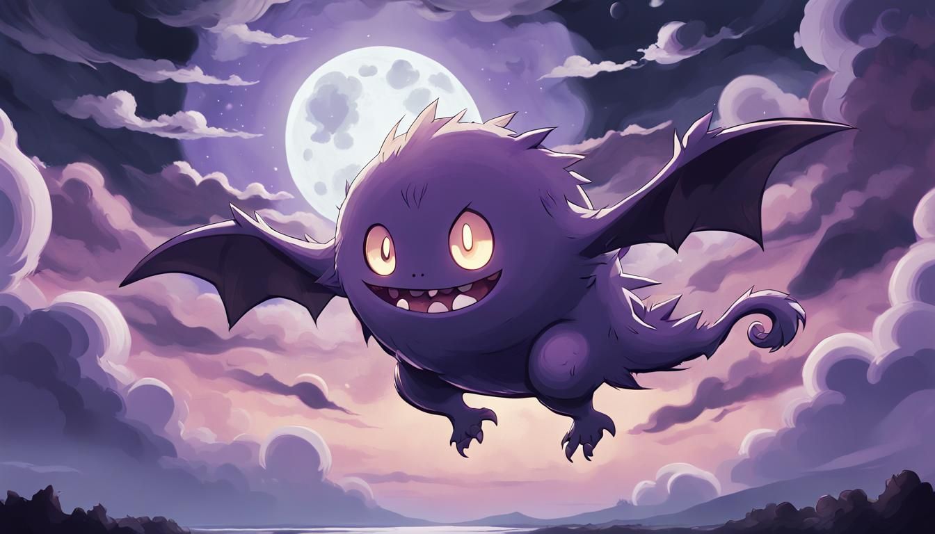 Gengar + Zubat - Mysterious Pokémon Sprite in Midnight Eerie...