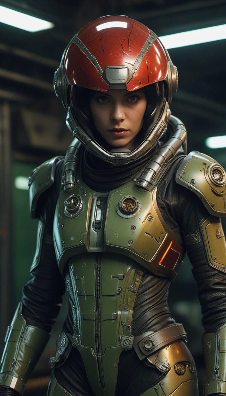 Steampunk Alien Goddess in Sci-Fi Spacesuit - AI Art