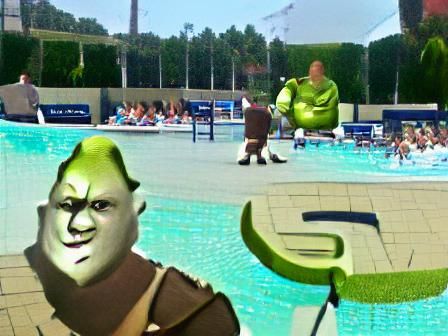 Shrek at the pool - AI Generated Artwork - NightCafe Creator