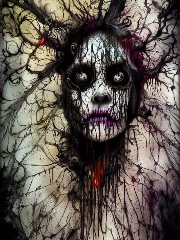 Portrait of a scary ghost inkblot art 19