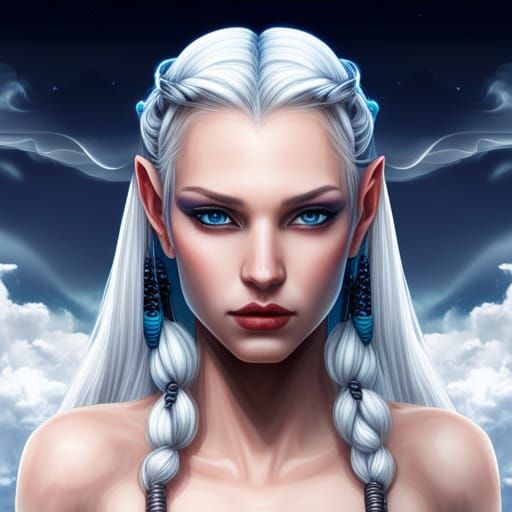 Beautiful elf Goddess with Long Pigtails Beautiful Eyes, Big Chest ...
