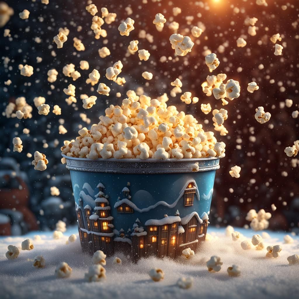 Snowing popcorn - AI Generated Artwork - NightCafe Creator