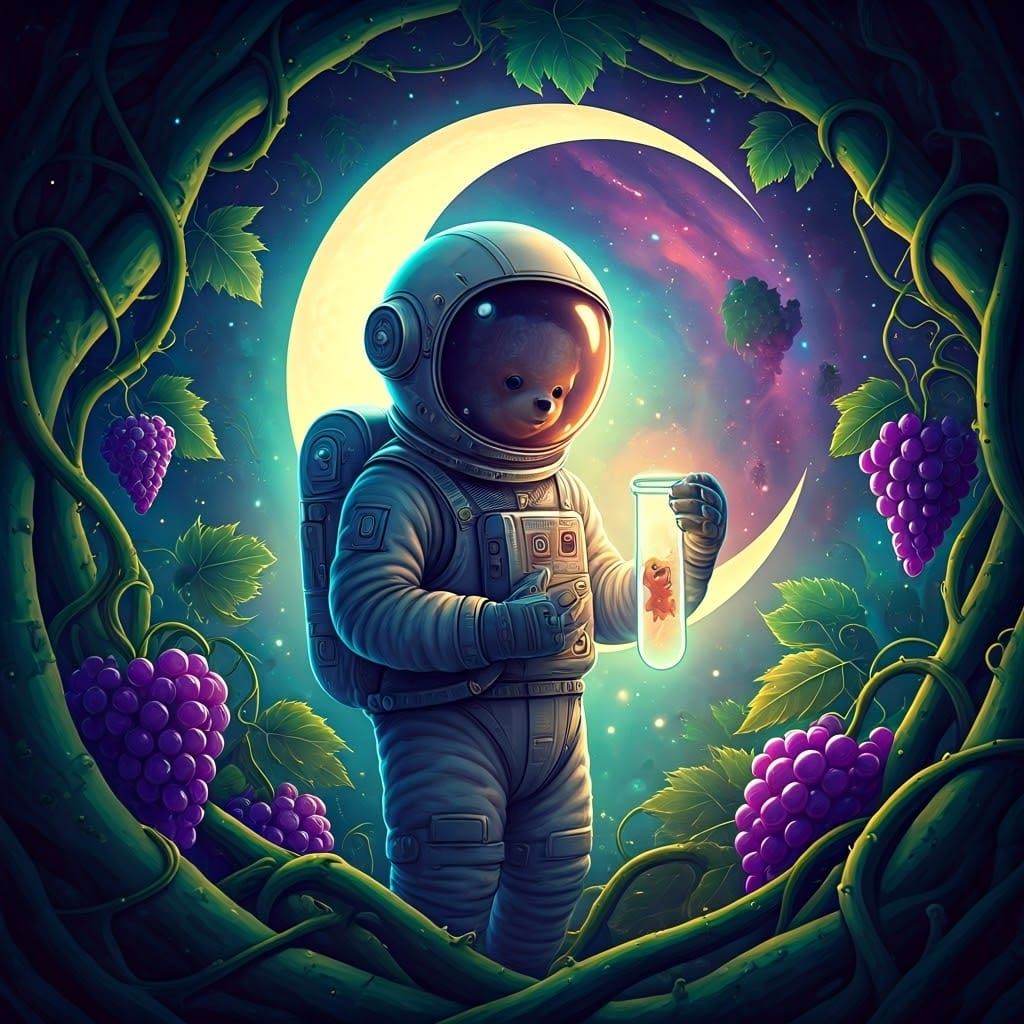 🐻🧪🌙👨‍🚀🪅🍇 Bear test tube Crescent Moon Astronaut Pinata grapes