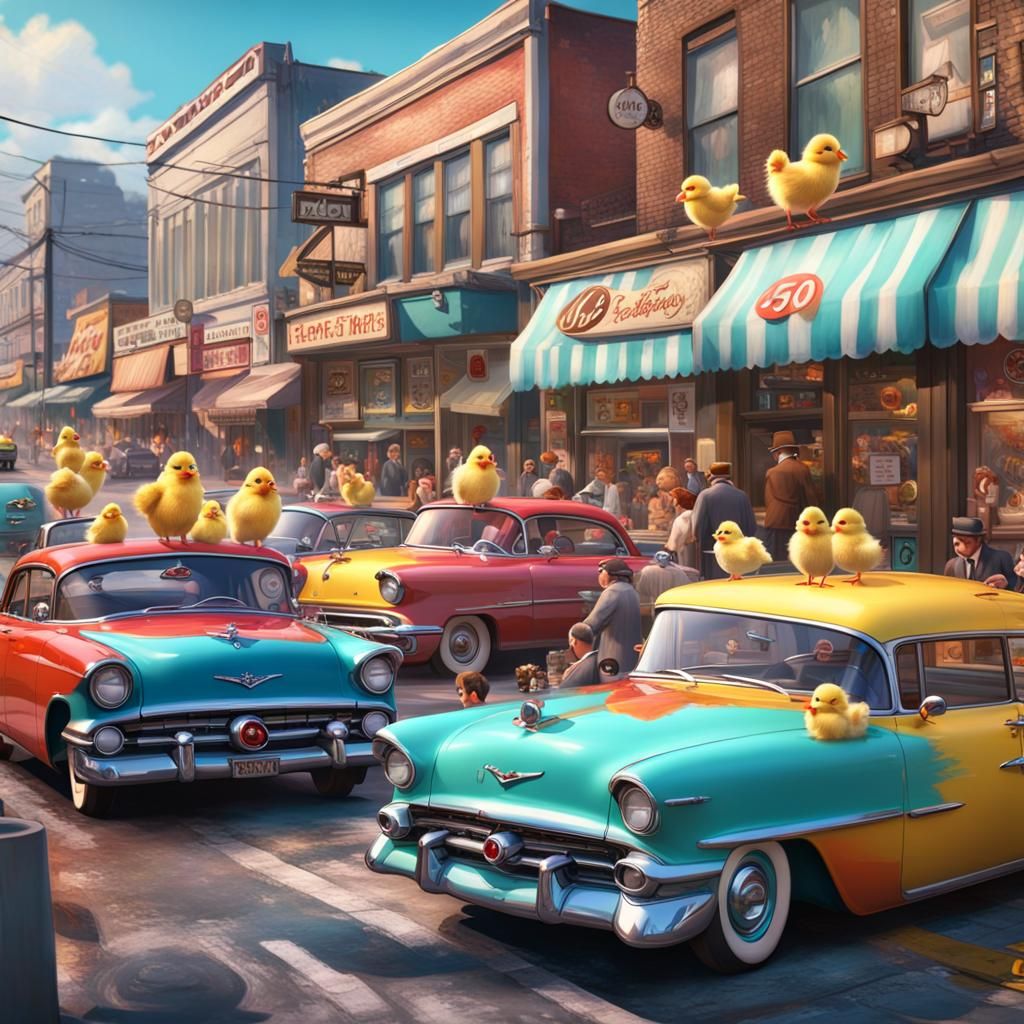 Chick's Shopping Spree - AI Generated Artwork - NightCafe Creator