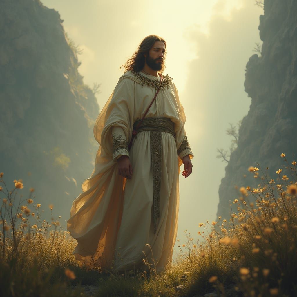 JESUS IS COOL - Surreal Divine Savior Amidst Serene Landsca...