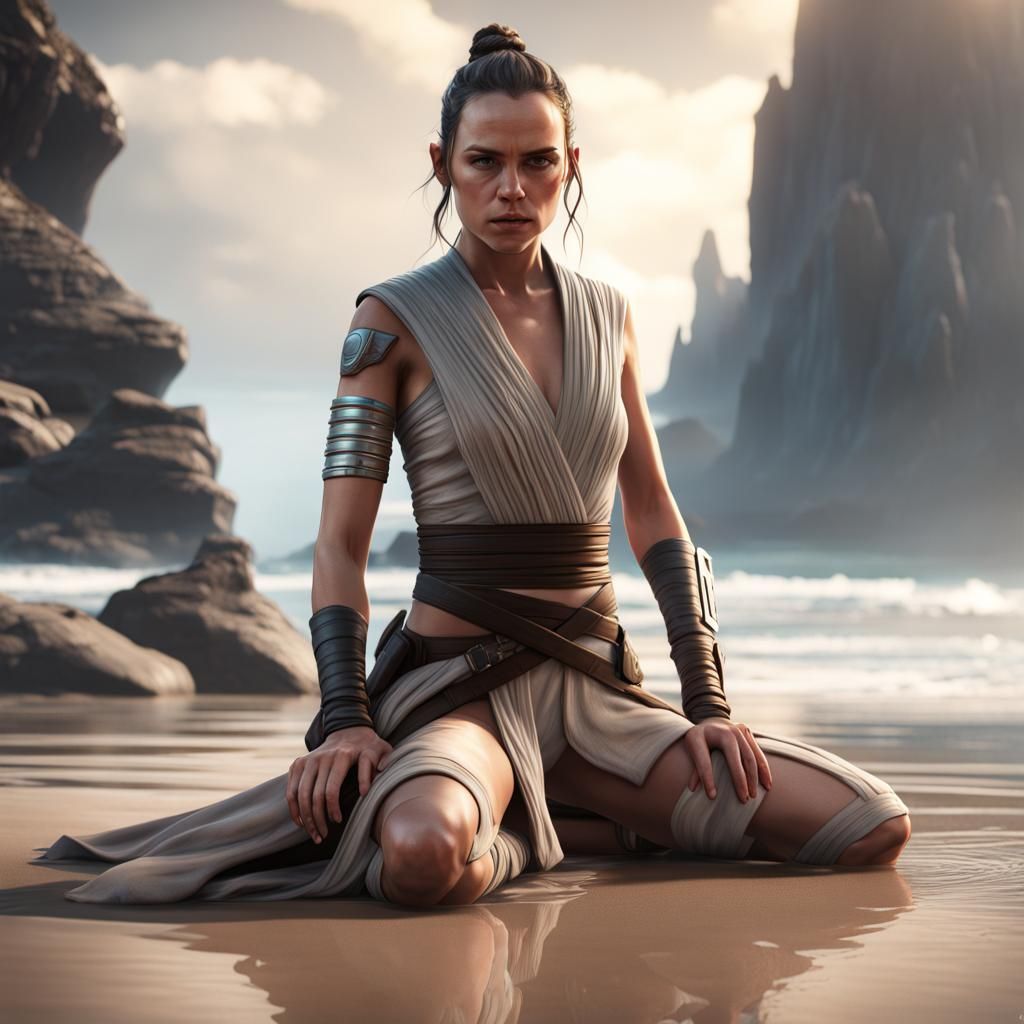 Star wars Rey on her knees - AI Generated Artwork - NightCafe Creator