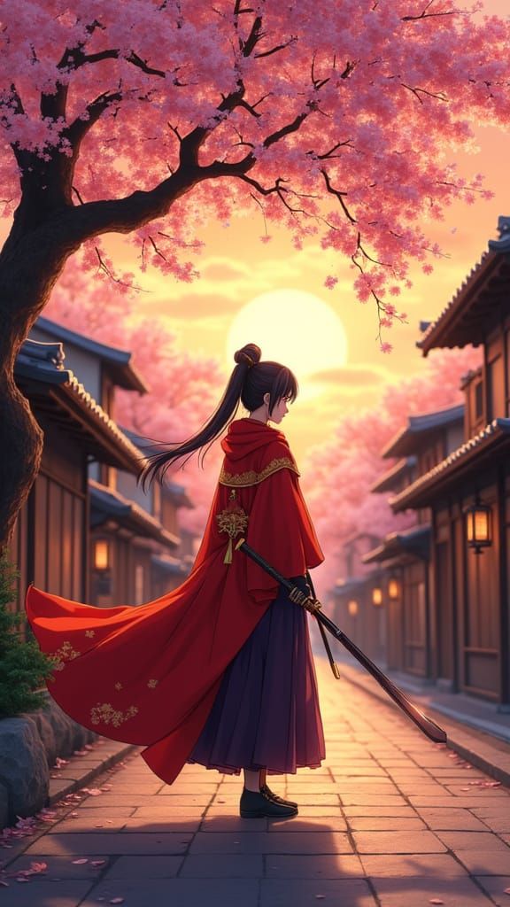 Elegant Nikita Warrior Under Cherry Blossoms in Vi... - AI Art