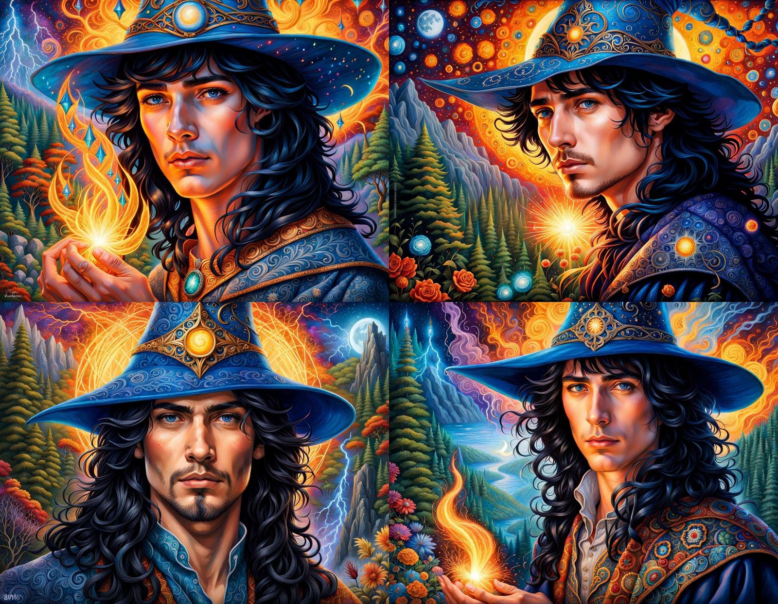 Very Closeup head and shoulders portrait of a handsome young wizard ...