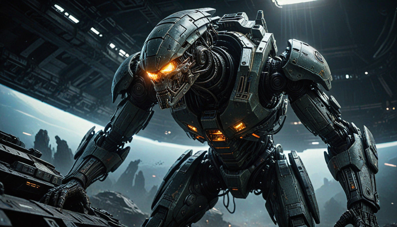 Human Soldier Confronts Alien Might in Stark Contr... - AI Art