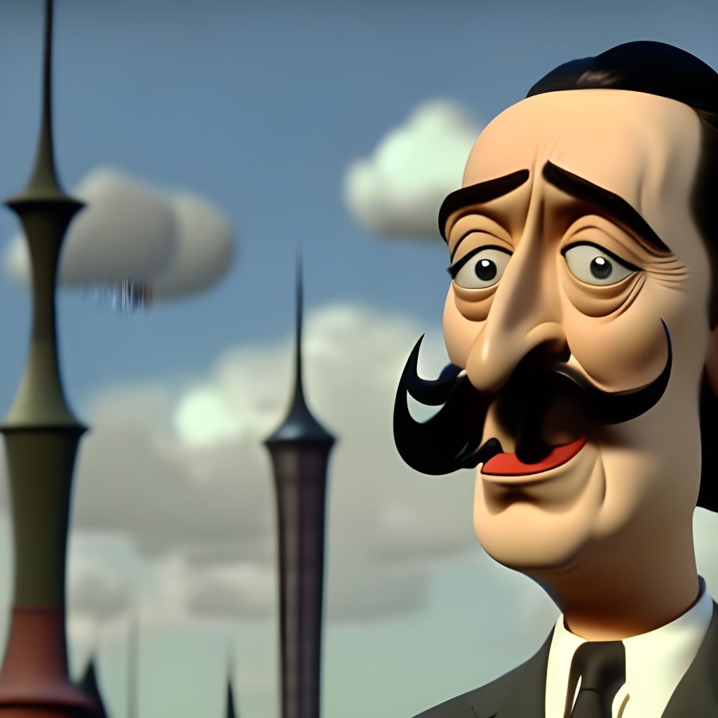 Salvador Dali as a Pixar animation, Dali's Mustache,iconic Dali ...
