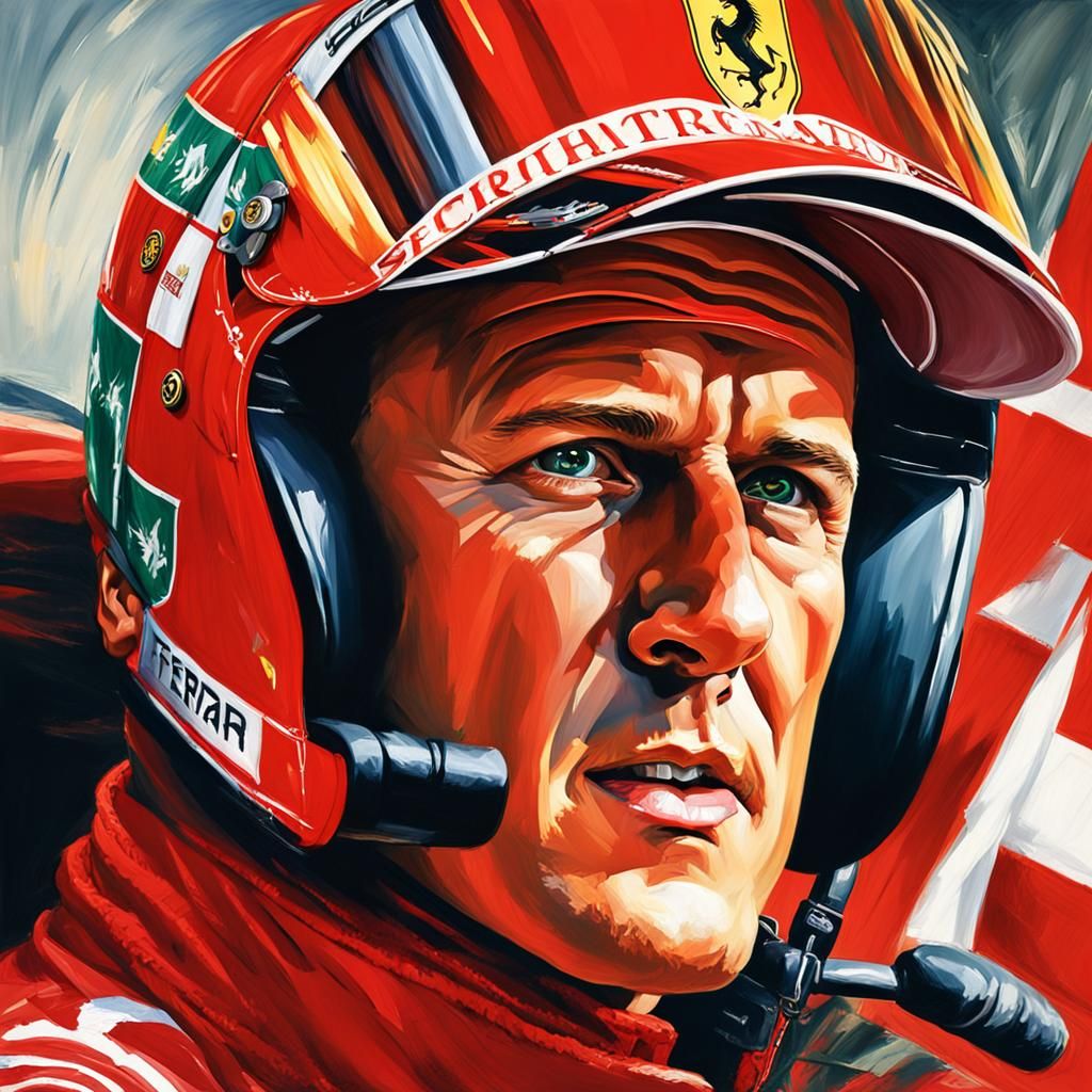 Close up Portrait of legendary formula 1 champion Michael Schumacher ...