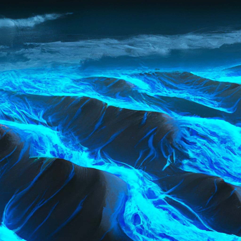 Bio-luminescent Waves (Dall-E2) - AI Generated Artwork - NightCafe Creator
