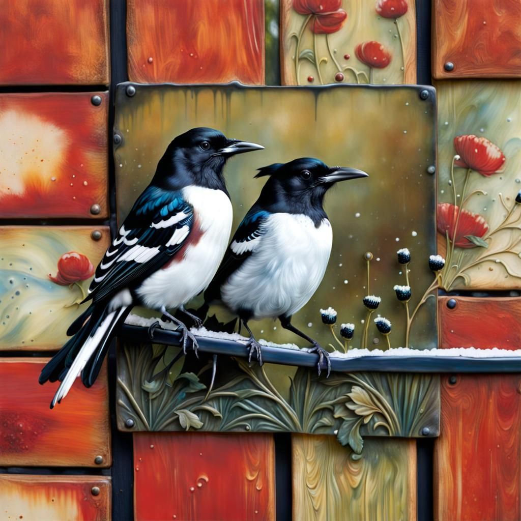 Magpies - 1 For Sorrow. 2 For Joy... - AI Generated Artwork - NightCafe Creator