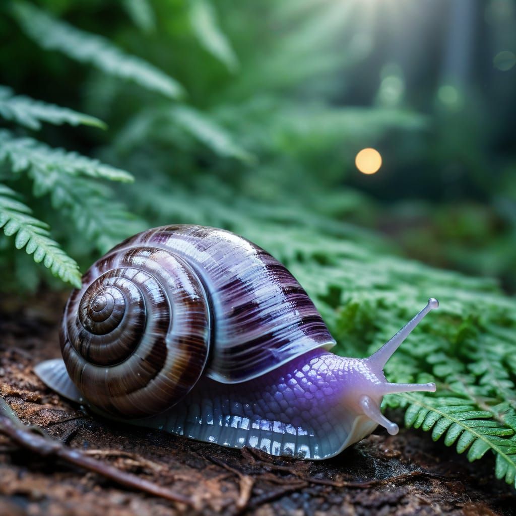Lilac Snail Shell in Macro Close-up with Fractals ... - AI Art