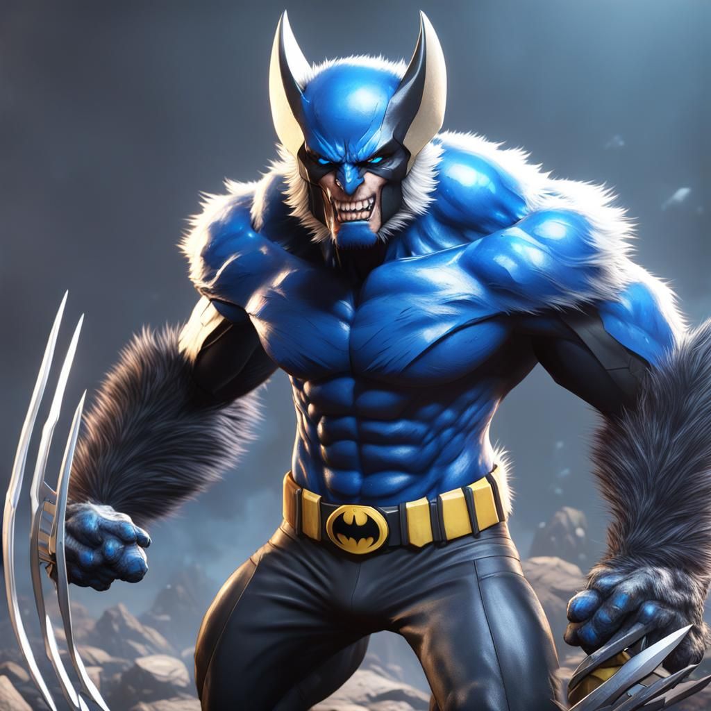 A unique Anthropomorphic Wolverine with a black and blue furry body ...