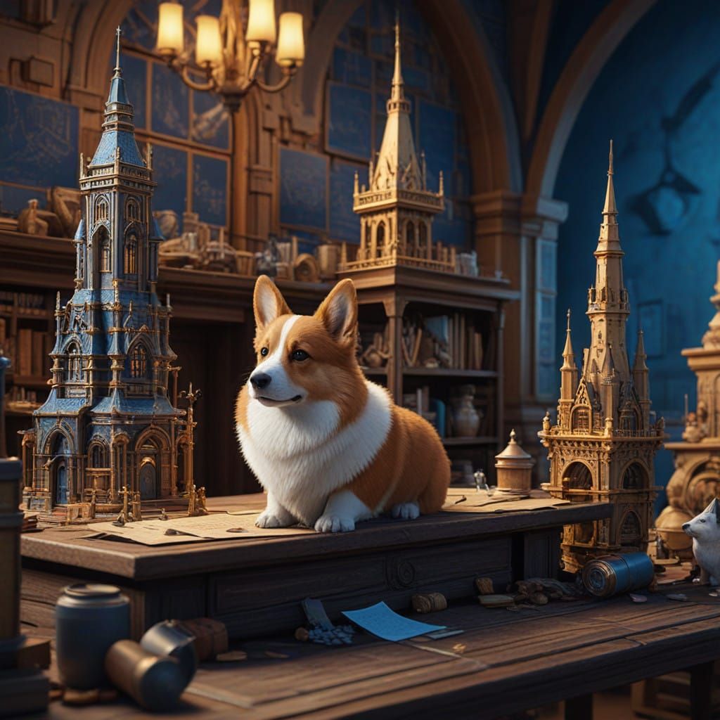 Corgi Architect Envisions Dreamlike Masterpiece - AI Art