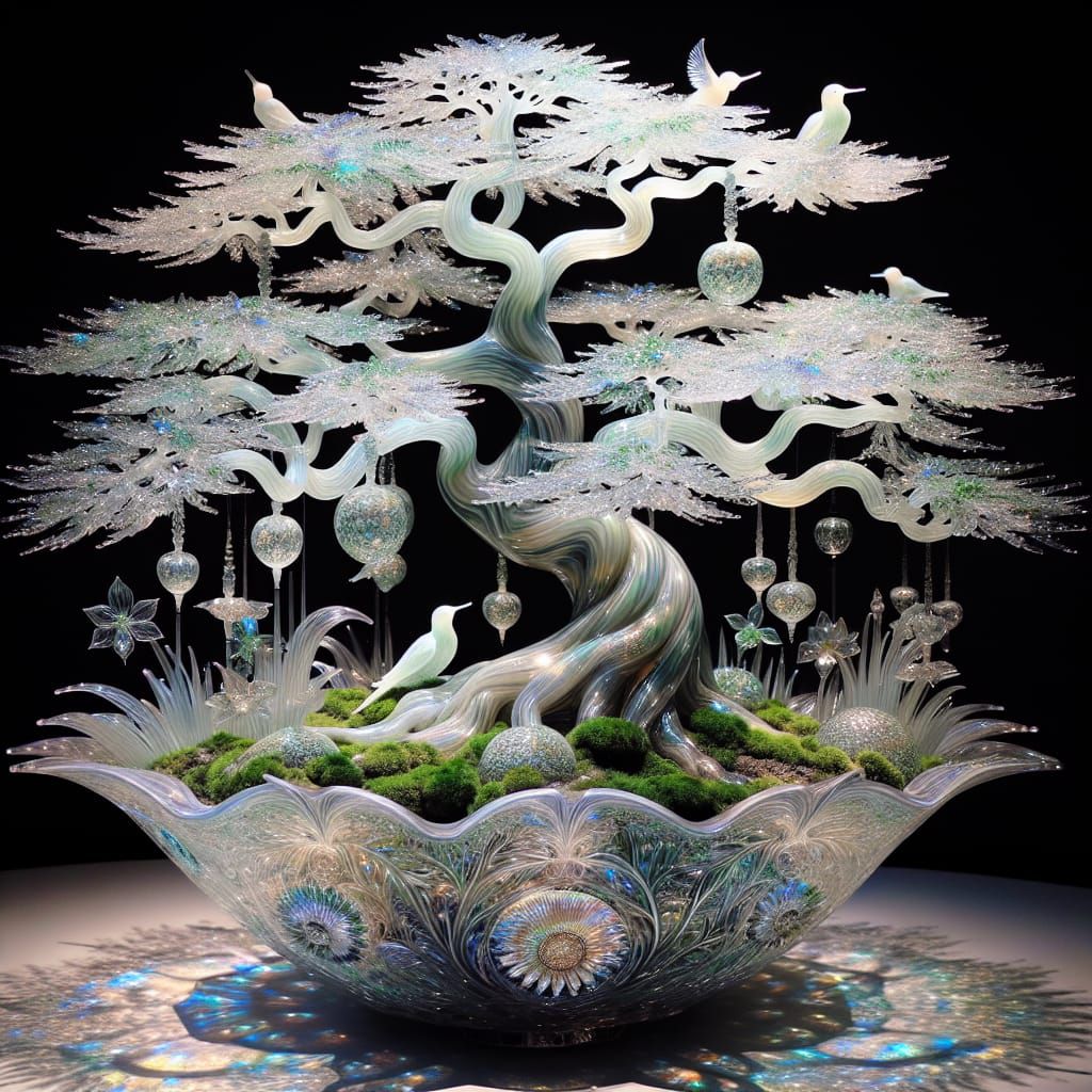 Glass Bonsai Tree Sculpture Decoration - AI Generated Artwork - NightCafe Creator