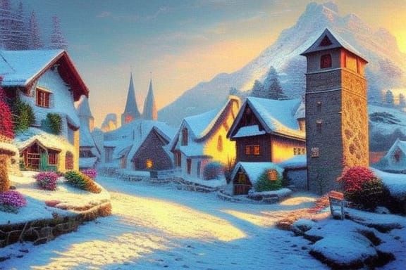 Medieval Winter Village - AI Generated Artwork - NightCafe Creator